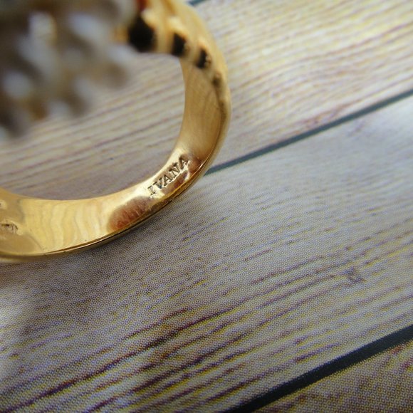IVANA | Jewelry | Vintage Ivana Ring Faux Pearl Gold Tone Double ...
